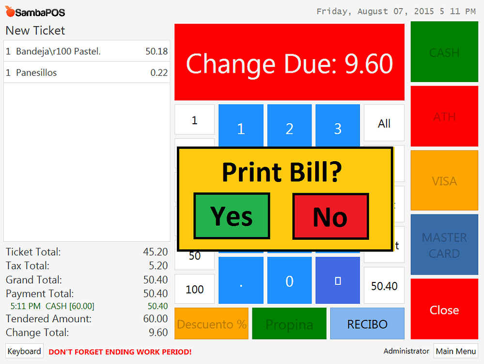 Prompt for print bill after pay, Its posible? - V4 Question - SambaClub Forum