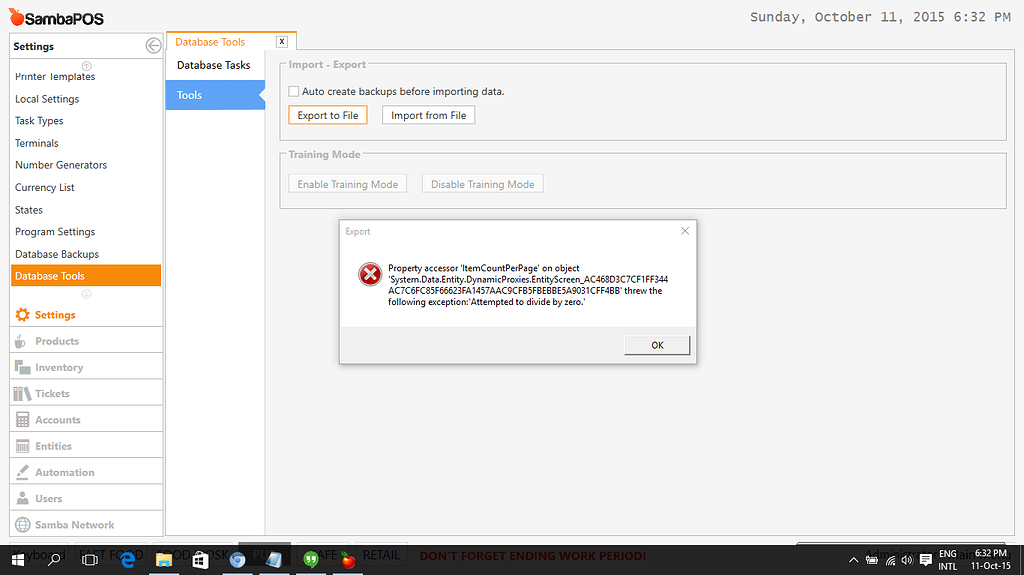 Database tool export error - Version 4 - SambaClub Forum