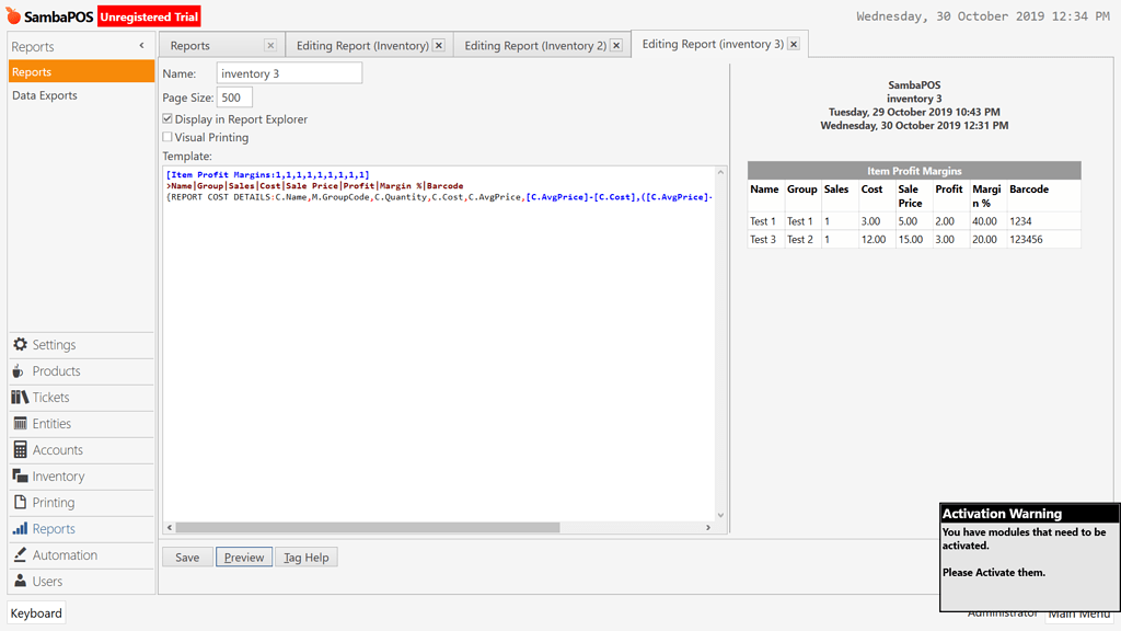 Inventory and stock report - V5 Question - SambaClub Forum