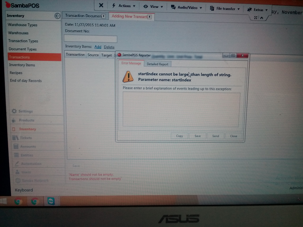 Error Transactions inventory to where house - Version 4 - SambaClub Forum