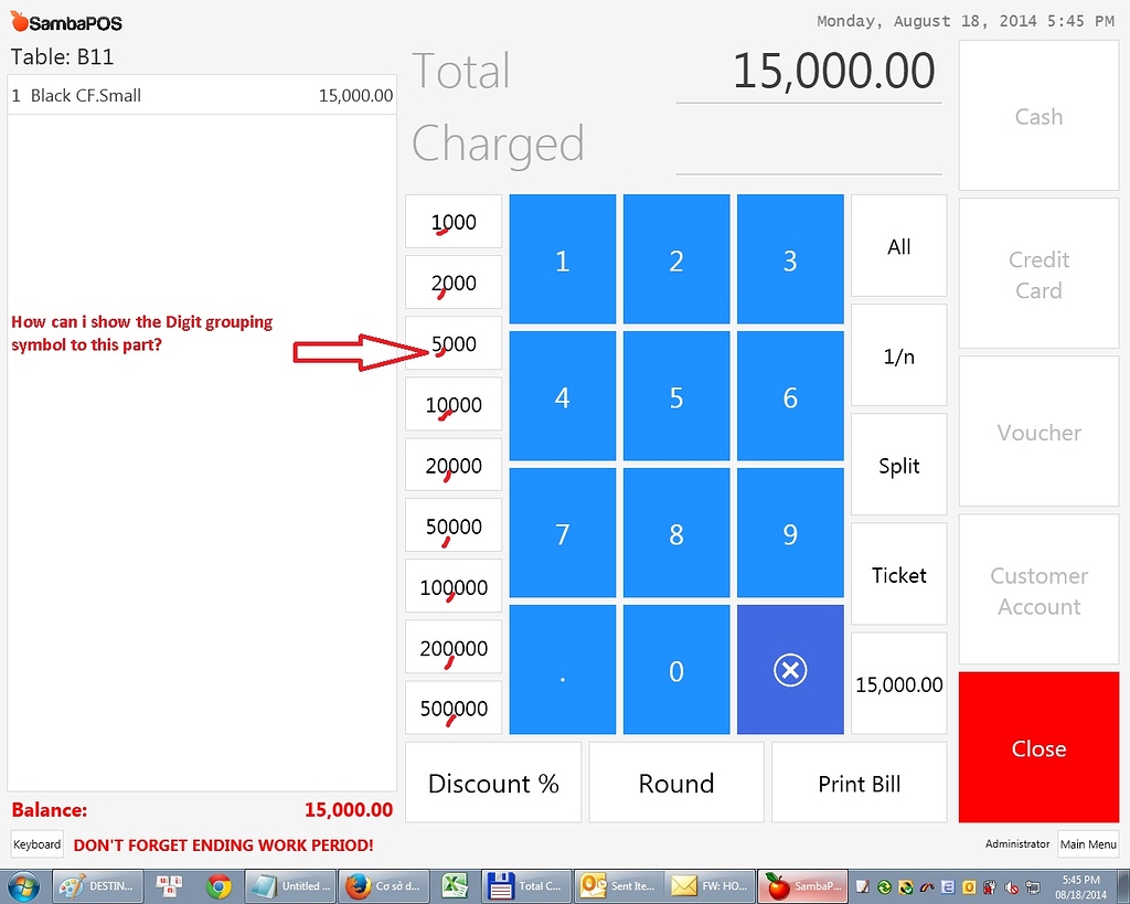 How to show the digit grouping symbol in the payment screen? - V4 Question - SambaClub Forum