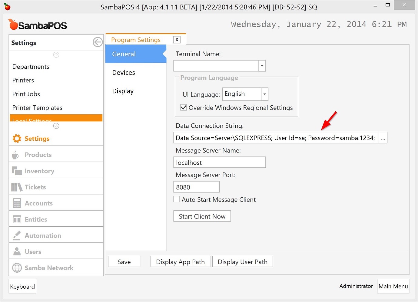 SambaPOS Database Configuration - V4 Tutorial - SambaClub Forum