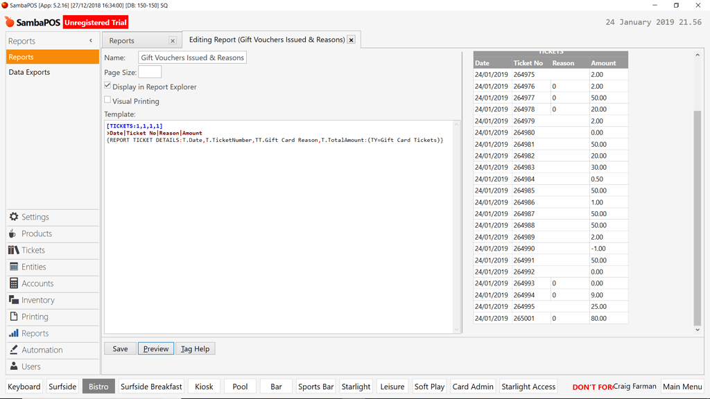 Display Ticket Tag in Report - V5 Question - SambaClub Forum