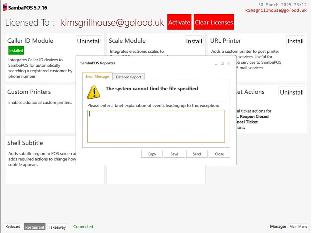 Sambapos 5.7.16 what does this button do and why it shows error? - V5 Issue - SambaClub Forum