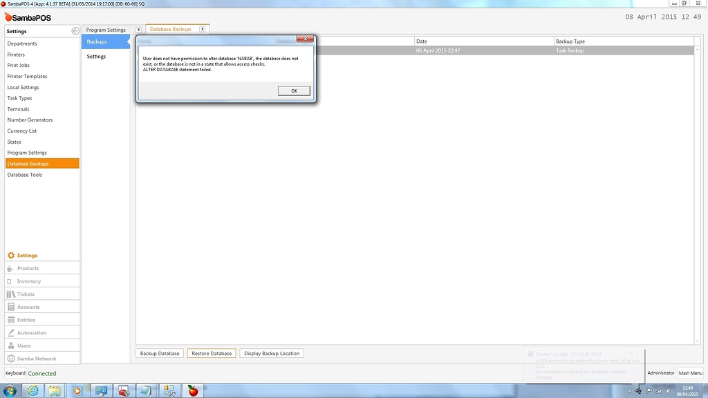 [Resolved] Restoring Database from one computer to another using database Backup tool - V4 ...