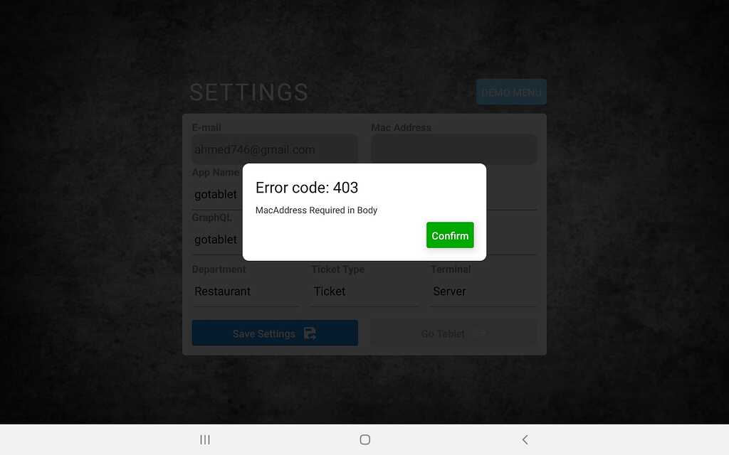 Samba POS Go Tablet settings Issue - V5 Question - SambaClub Forum