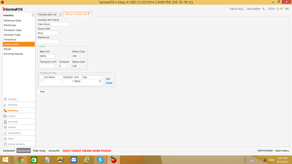 Add Inventory Giving Problem - V4 Question - SambaClub Forum