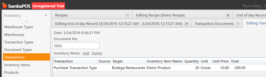 Problems with Inventory/recipe not discount transactions - V5 Question - SambaClub Forum