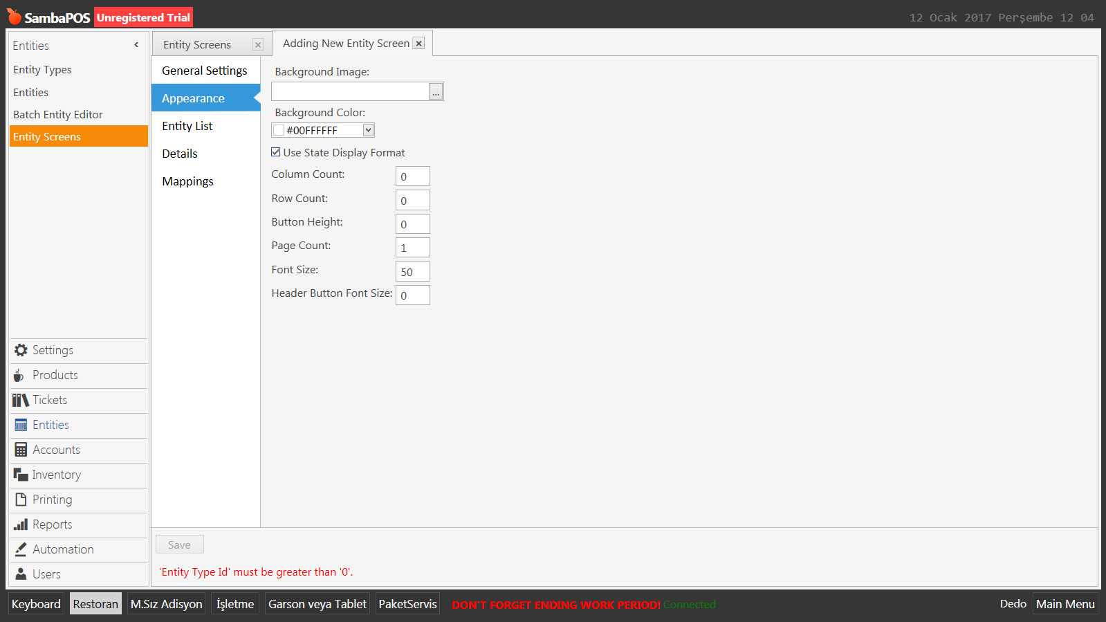 How To Show Only Open Tables At Entity Screen V5 Tutorial